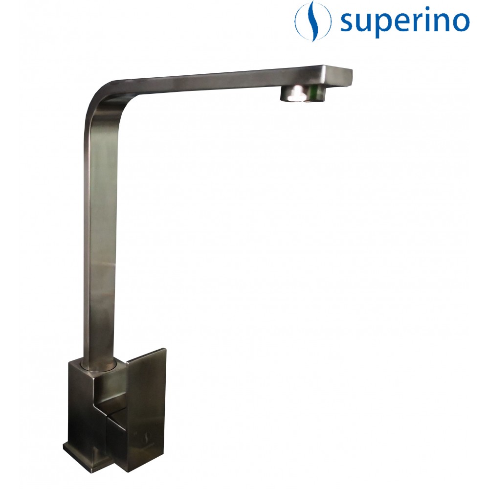 SAM HENG KITCHEN SINK PILLAR MIXER TAP SINGLE LEVER STAINLESS STEEL SATIN